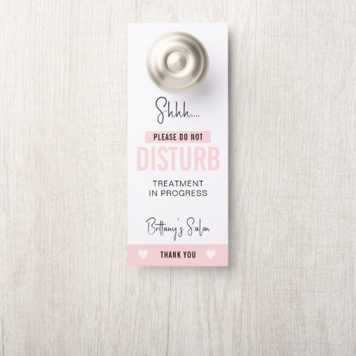 Blush Pink Do Not Disturb Treatment in Progress Door Hanger | Zazzle