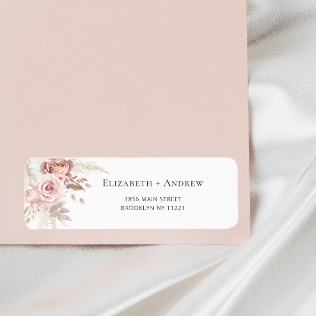 Blush Pink Dusty Rose Floral Return Address Label | Zazzle