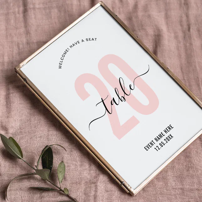 Blush Pink Elegant Calligraphy Table Number Sign | Zazzle