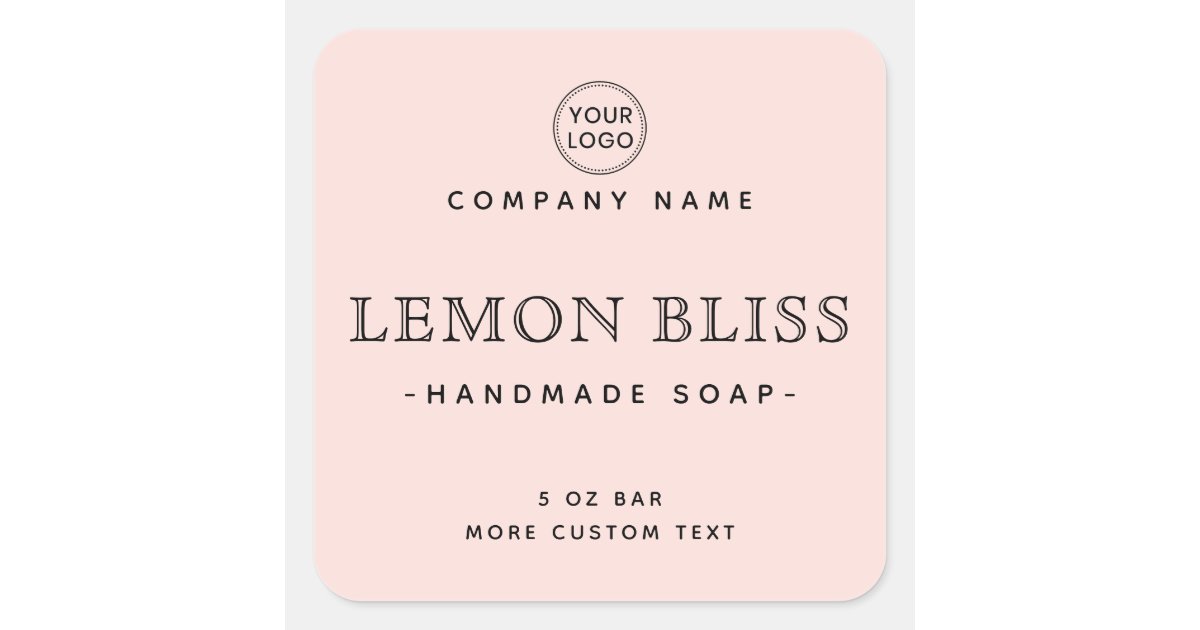 Blush pink elegant square product labels | Zazzle