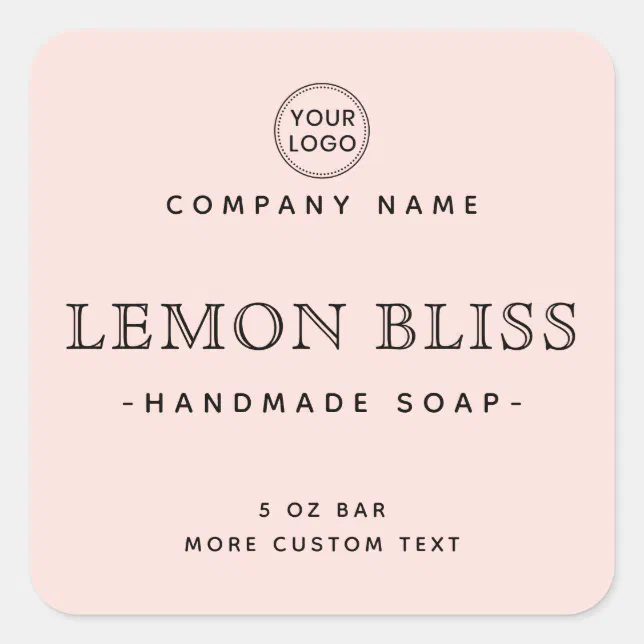 Blush pink elegant square product labels | Zazzle
