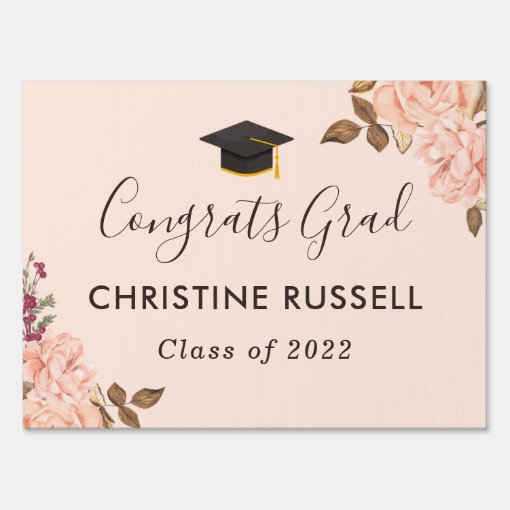 Blush Pink English Rose Graduate Graduation Sign | Zazzle
