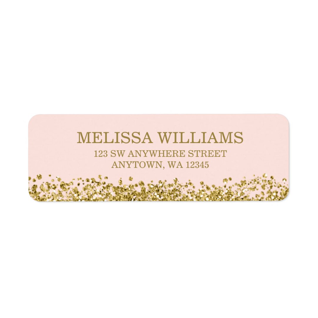 Blush Pink Faux Gold Glitter Label | Zazzle