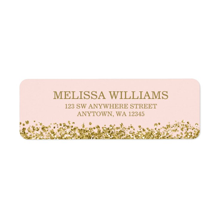 Blush Pink Faux Gold Glitter Label | Zazzle
