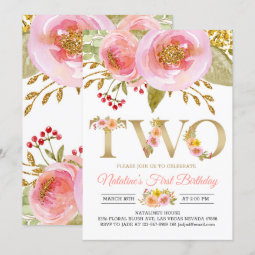 Blush pink Floral 2nd Birthday Invitation flowers | Zazzle