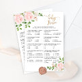 Blush pink floral baby trivia baby shower game | Zazzle