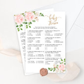 Blush pink floral baby trivia baby shower game | Zazzle