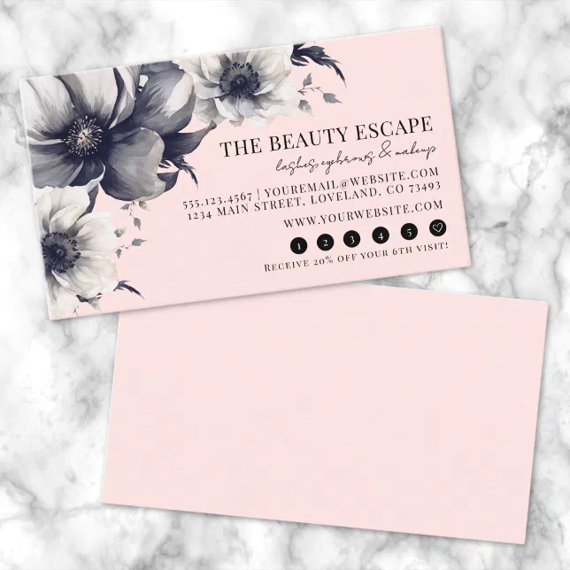 Blush Pink Floral Beauty Loyalty Card | Zazzle