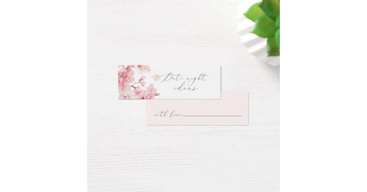 Blush pink floral date night ideas card | Zazzle