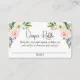 Blush Pink Floral Diaper Raffle Script Text Enclosure Card | Zazzle