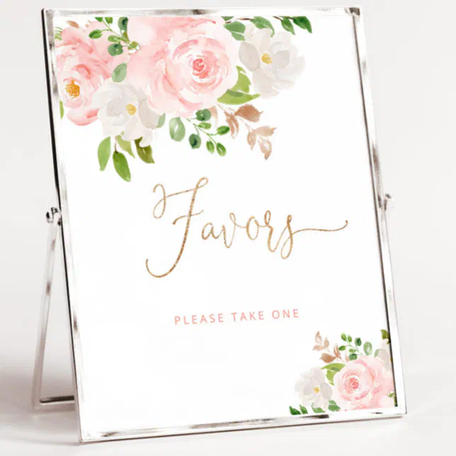 Blush pink floral Favors Poster | Zazzle