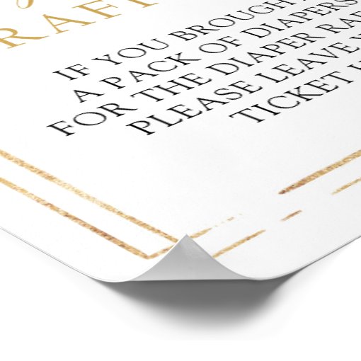 Blush pink floral gold geometric Diaper Raffle Poster | Zazzle