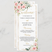 Blush pink floral Gold geometric frame wedding Program | Zazzle