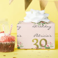 Blush Pink Floral Gold Glitter 30th Birthday Wrapping Paper | Zazzle