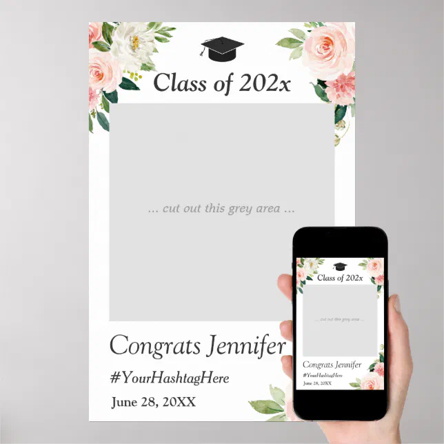 Blush Pink Floral Graduation Party Photo Booth Poster | Zazzle