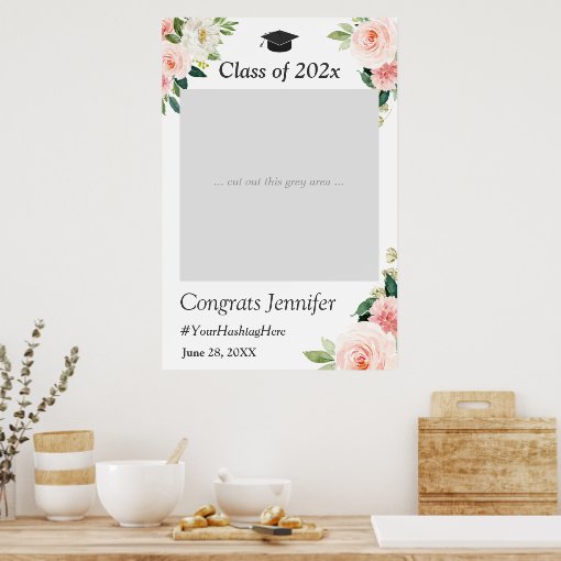 Blush Pink Floral Graduation Party Photo Booth Poster | Zazzle