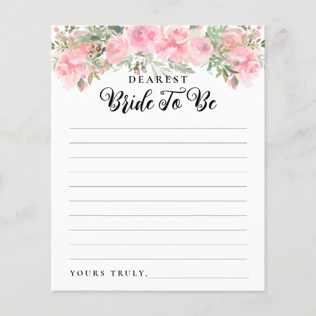 Blush Pink Floral Letter Bride To Be Bridal Shower | Zazzle