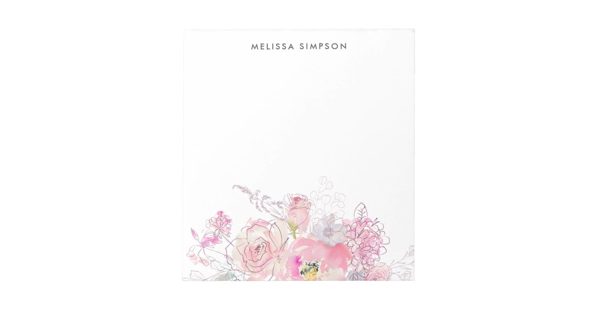 Blush Pink Floral Notepad | Zazzle