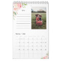 Blush Pink Floral Photo Calendar With Notes | Zazzle