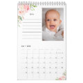 Blush Pink Floral Photo Calendar With Notes | Zazzle