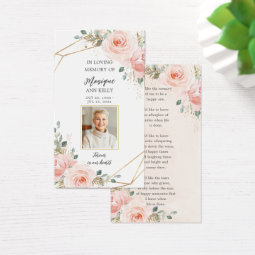 Blush Pink Floral Photo Funeral Memorial Bookmark | Zazzle