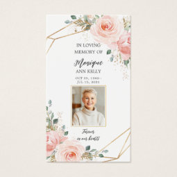 Blush Pink Floral Photo Funeral Memorial Bookmark | Zazzle