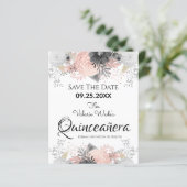 Blush Pink Floral Quinceanera Save the Date | Zazzle