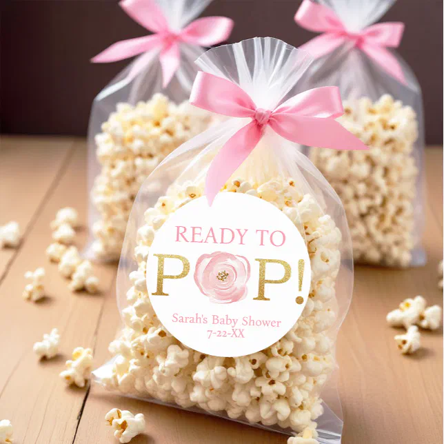 Blush Pink Floral Ready to Pop Baby Sticker | Zazzle