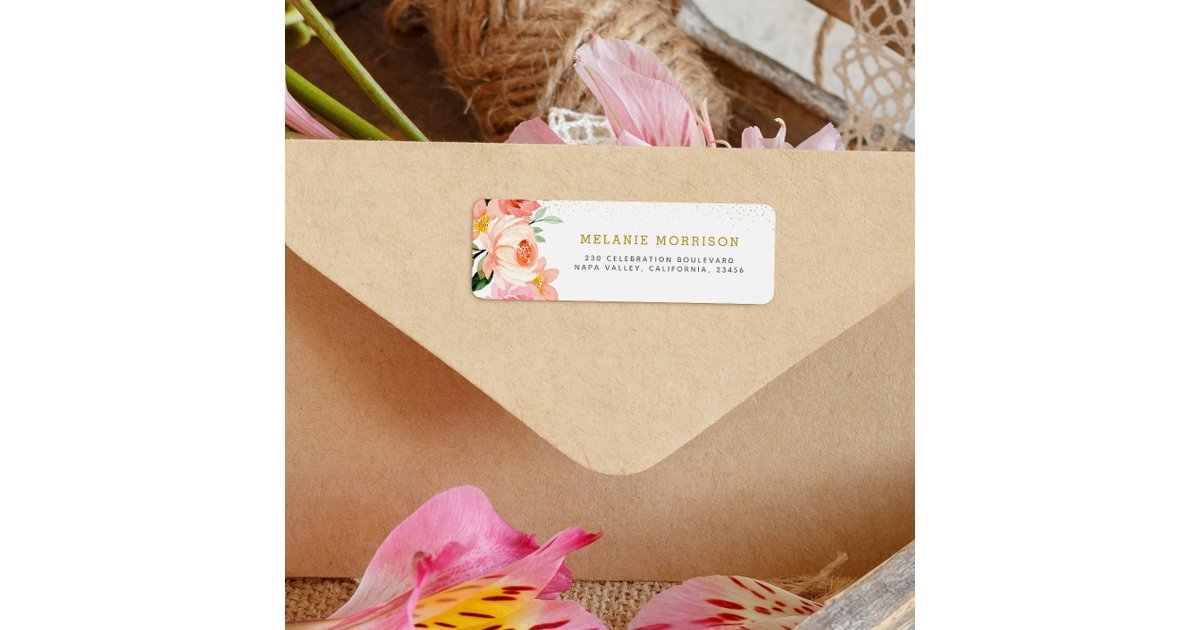 Blush Pink Floral Return Address Label | Zazzle