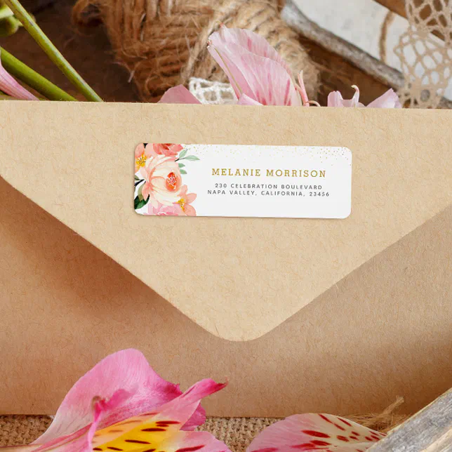 Blush Pink Floral Return Address Label | Zazzle