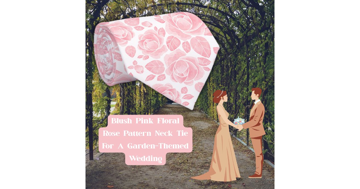 Blush Pink Floral Rose Pattern Neck Tie | Zazzle