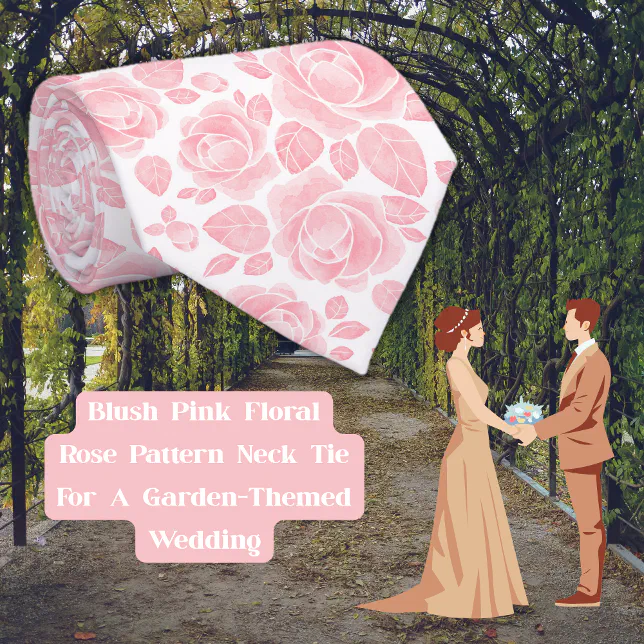 Blush Pink Floral Rose Pattern Neck Tie | Zazzle