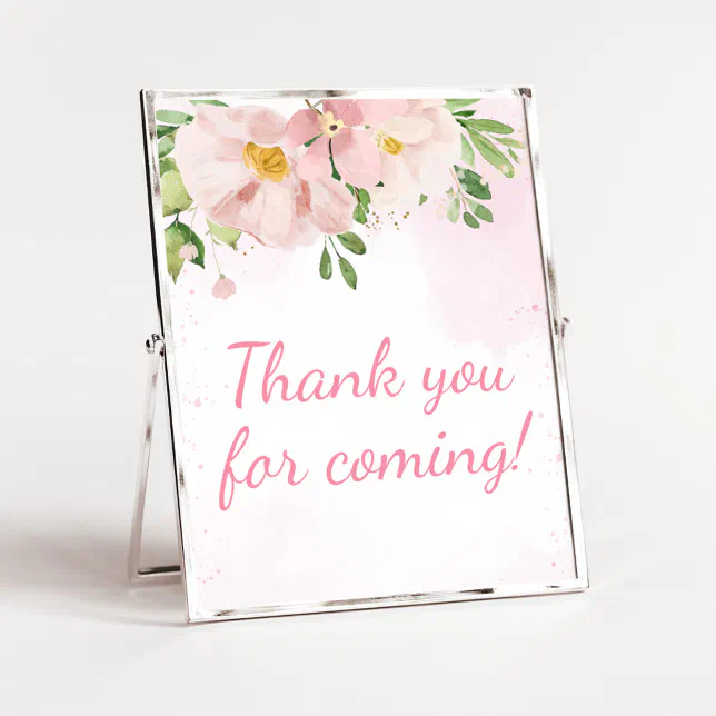 Blush Pink Floral Spring Thank you for Coming Poster | Zazzle