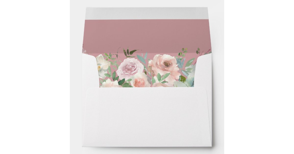 Blush Pink Floral & Succulent - Pink Envelope | Zazzle