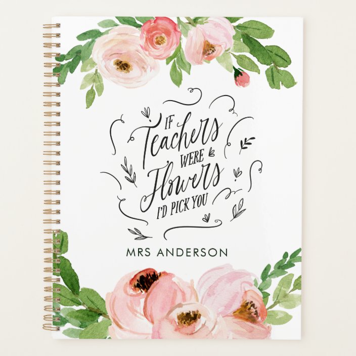 Blush pink floral thank you teacher gift planner | Zazzle.com