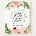 Blush pink floral thank you teacher gift planner | Zazzle