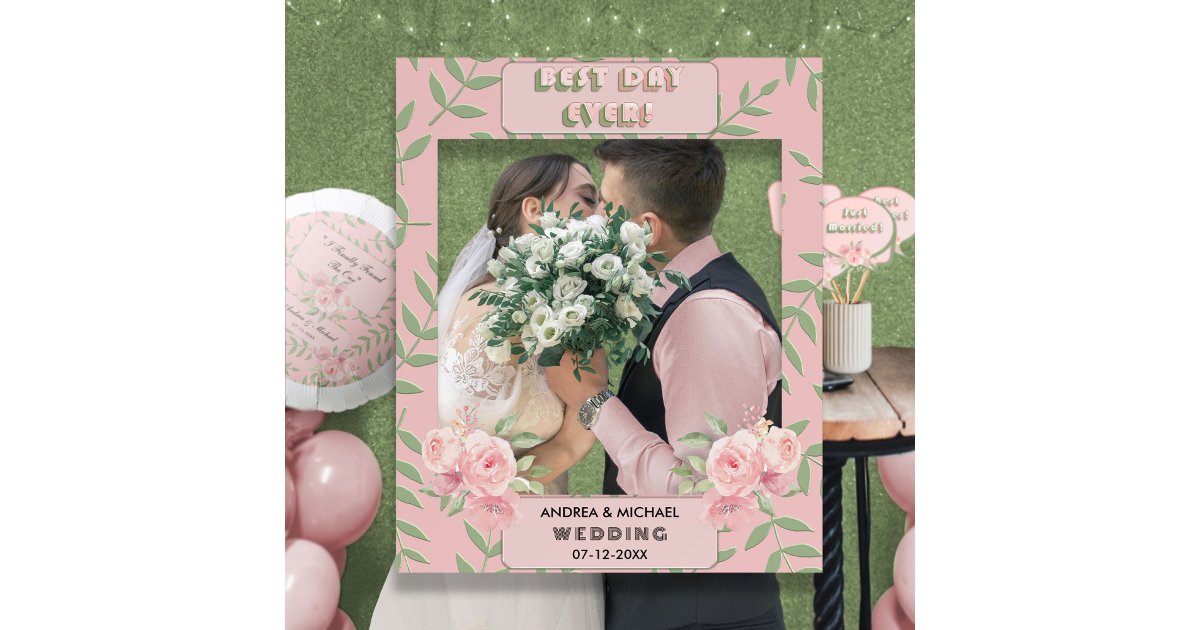 Blush Pink Floral Trendy Wedding Cute Photo Booth Foam Board | Zazzle
