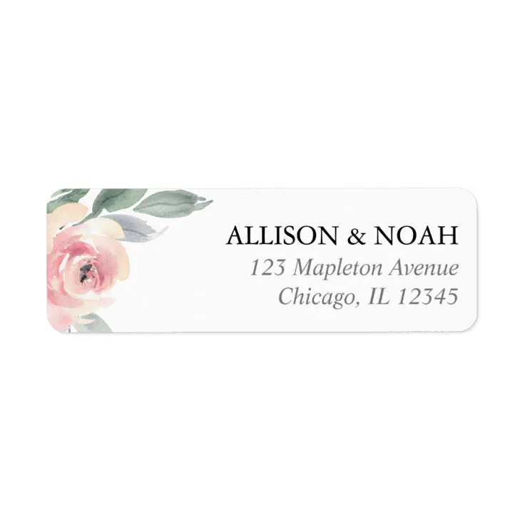 Blush pink floral watercolor peony rose label | Zazzle