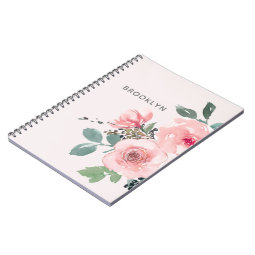 Blush Pink Floral Watercolor Pretty Notebook | Zazzle