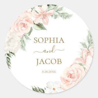 Blush Pink Floral Wedding Invitation Envelope Seal | Zazzle