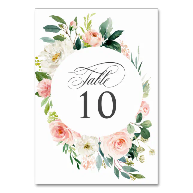 Blush Pink Floral Wedding or Event Table Numbers | Zazzle