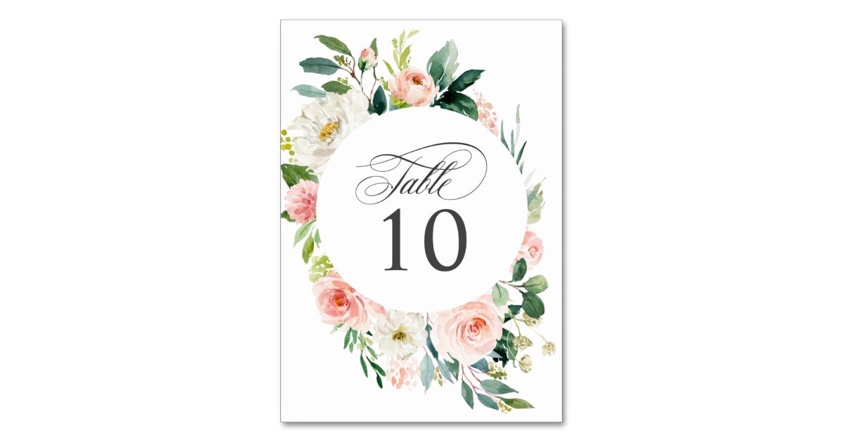Blush Pink Floral Wedding or Event Table Numbers | Zazzle