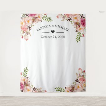 Blush Pink Floral Wedding Photo Booth Backdrop | Zazzle