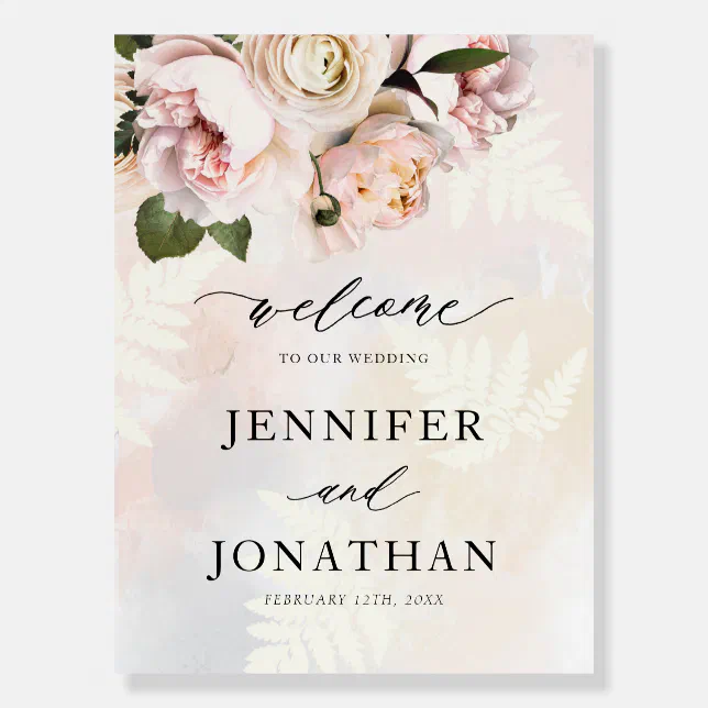 Blush Pink Floral Wedding Welcome Party Sign | Zazzle