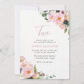 Blush & Pink Flower Girls 2nd Birthday Party Photo Invitation | Zazzle