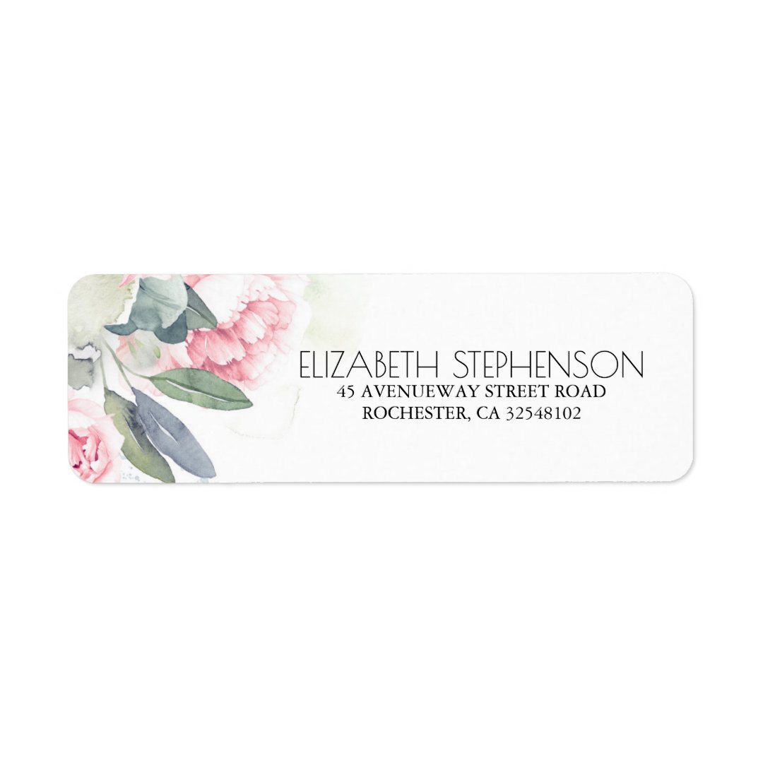 Blush Pink Flowers Watercolor Greenery Label | Zazzle