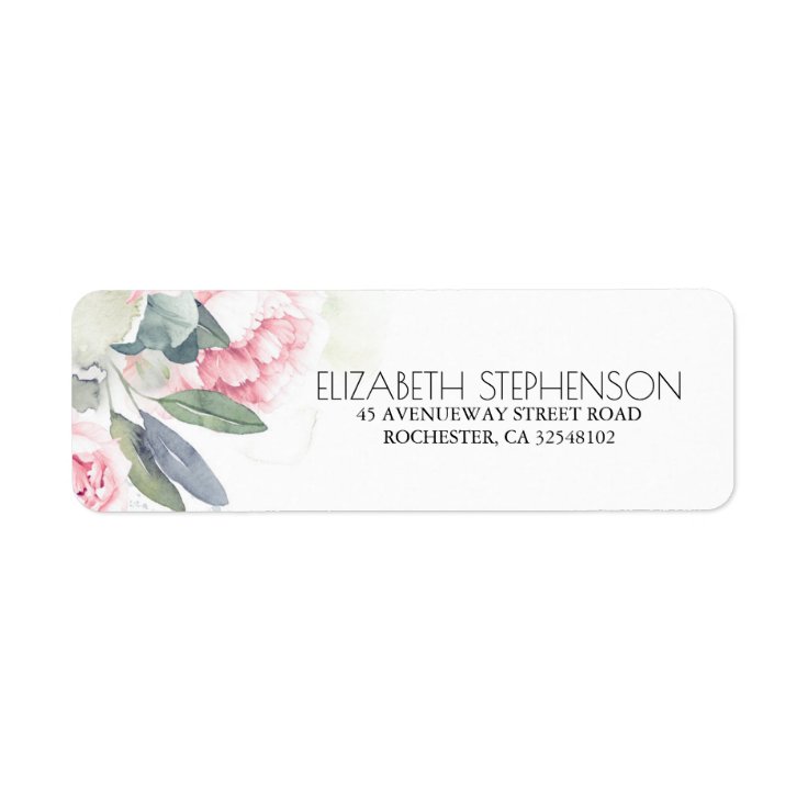 Blush Pink Flowers Watercolor Greenery Label | Zazzle