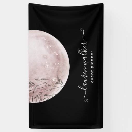 blush pink full moon elegant banner | Zazzle
