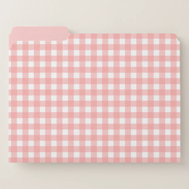 Blush Pink Gingham Check Pattern File Folder | Zazzle