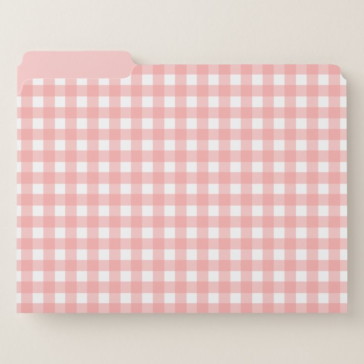 Blush Pink Gingham Check Pattern File Folder | Zazzle
